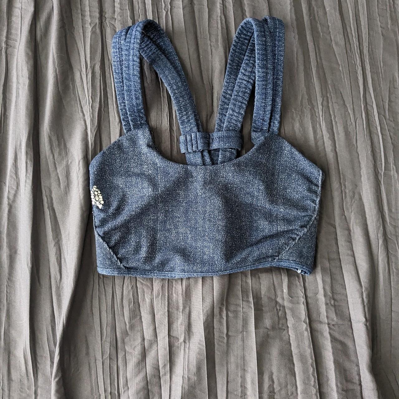 Free People Women's Blue and Navy Bra | Depop