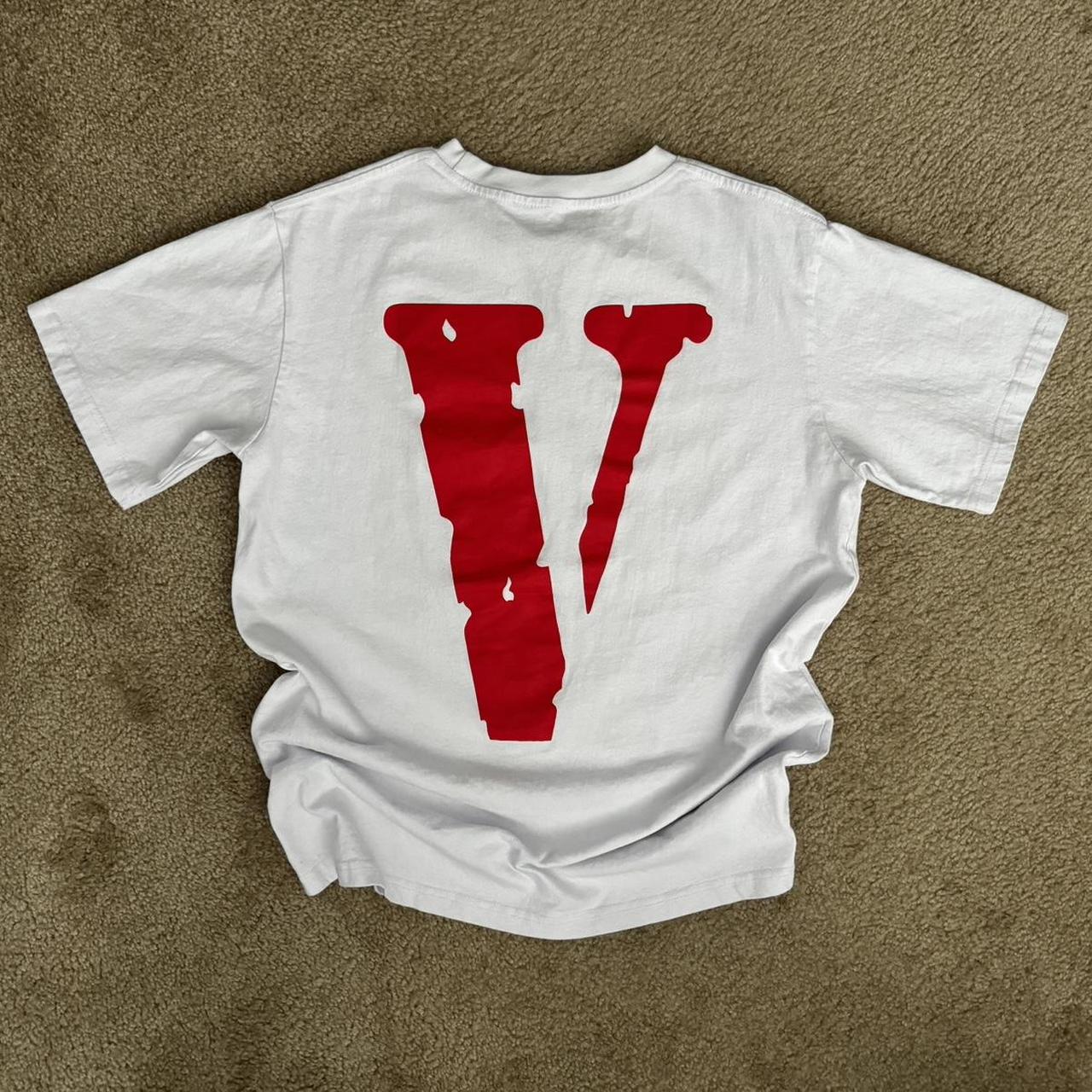 Fire authentic Vlone T-shirt / White and red & black... - Depop