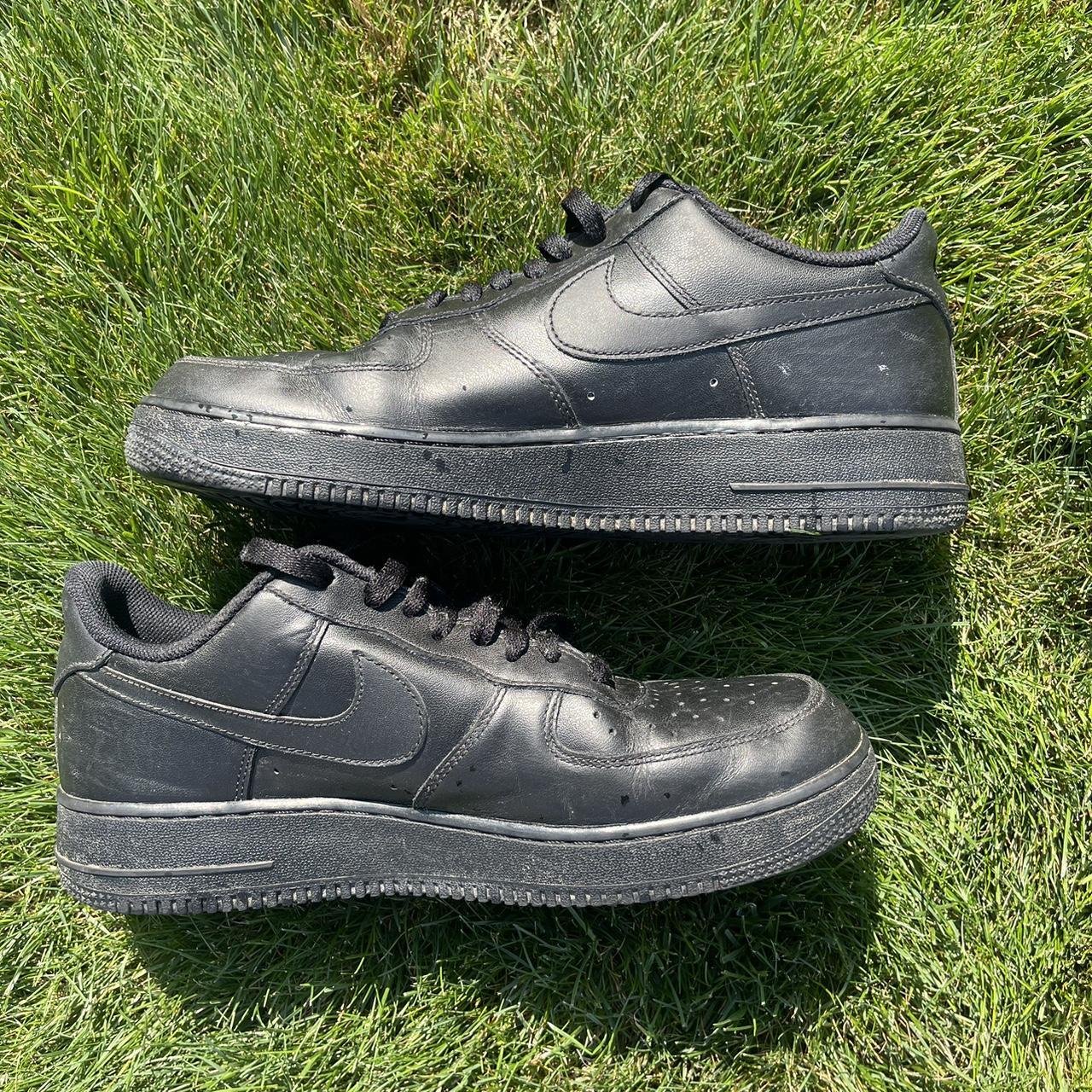 nike air force 1 black -slight creasing on toe... - Depop