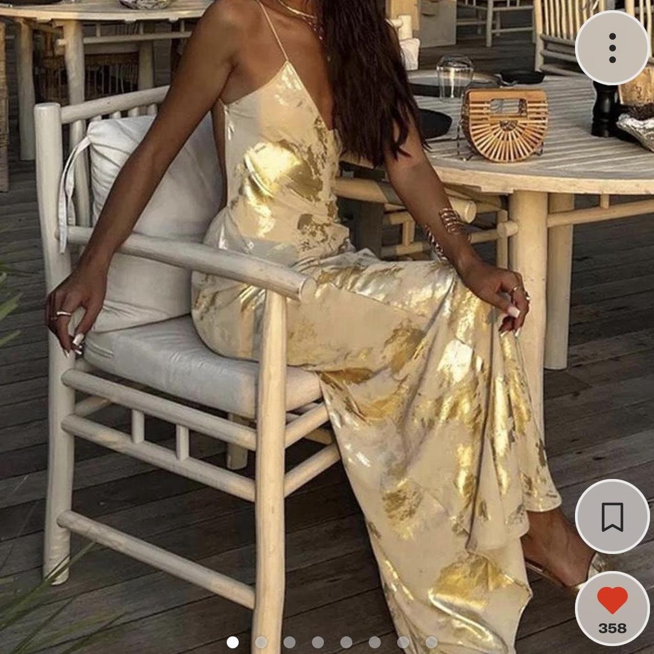 Gold backless maxi bodycon dress women Bought on... - Depop