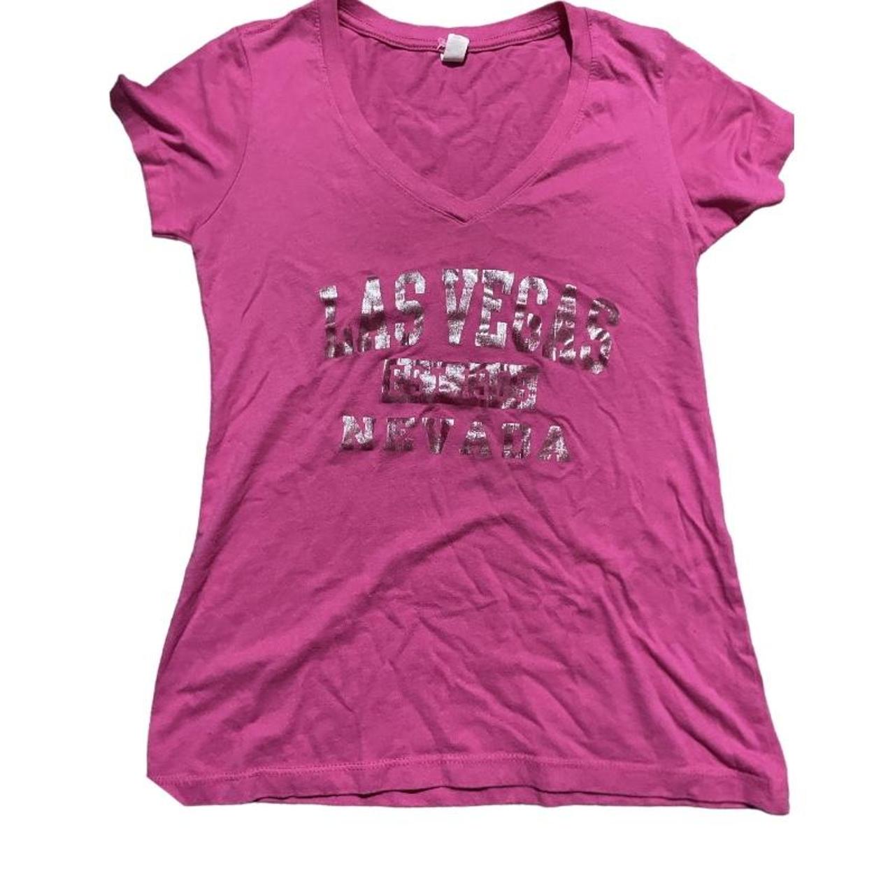 las vegas pink 2000s shirt brand-ideal size-M i... - Depop