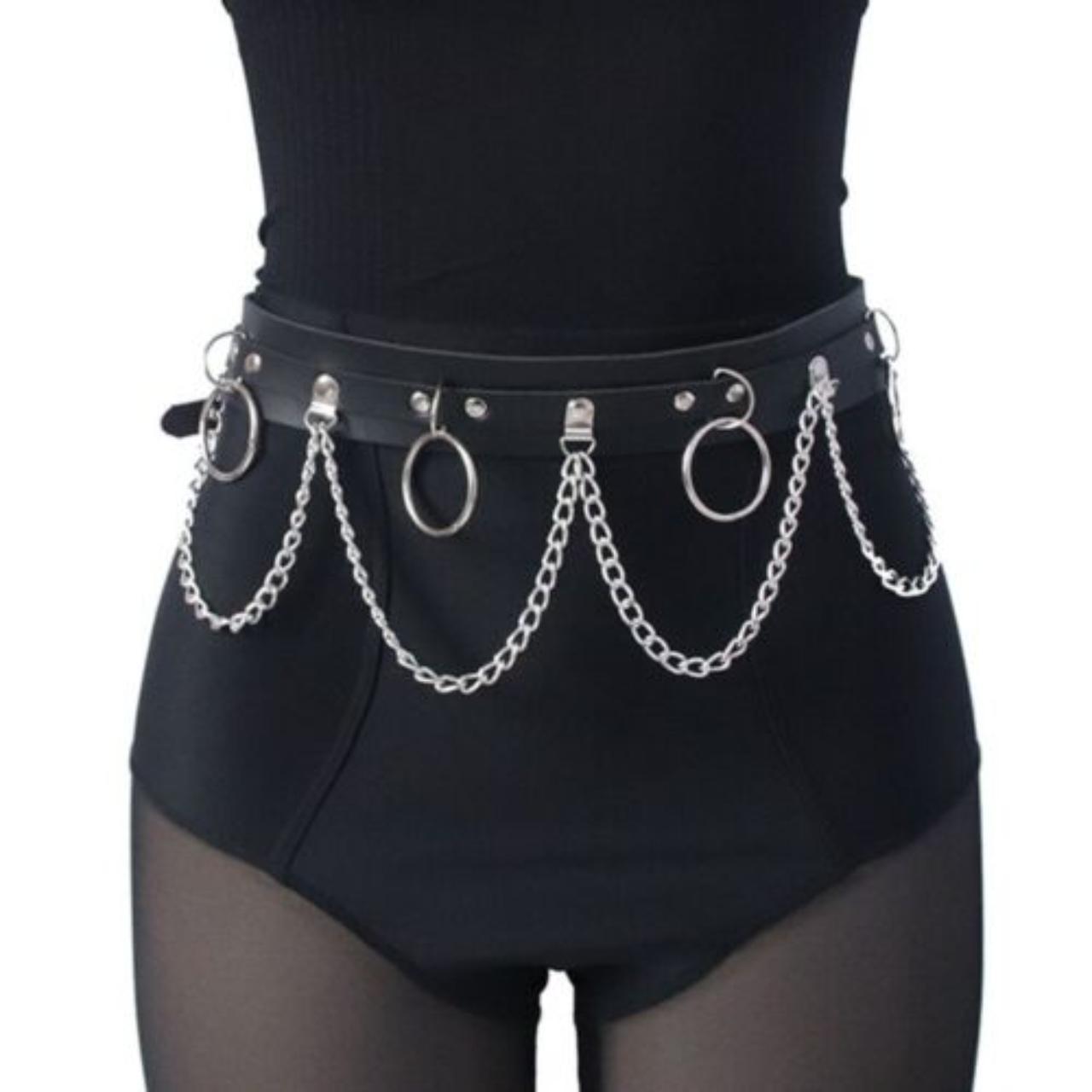 Body Harness Waist Chain Gothic Leather Belt... - Depop