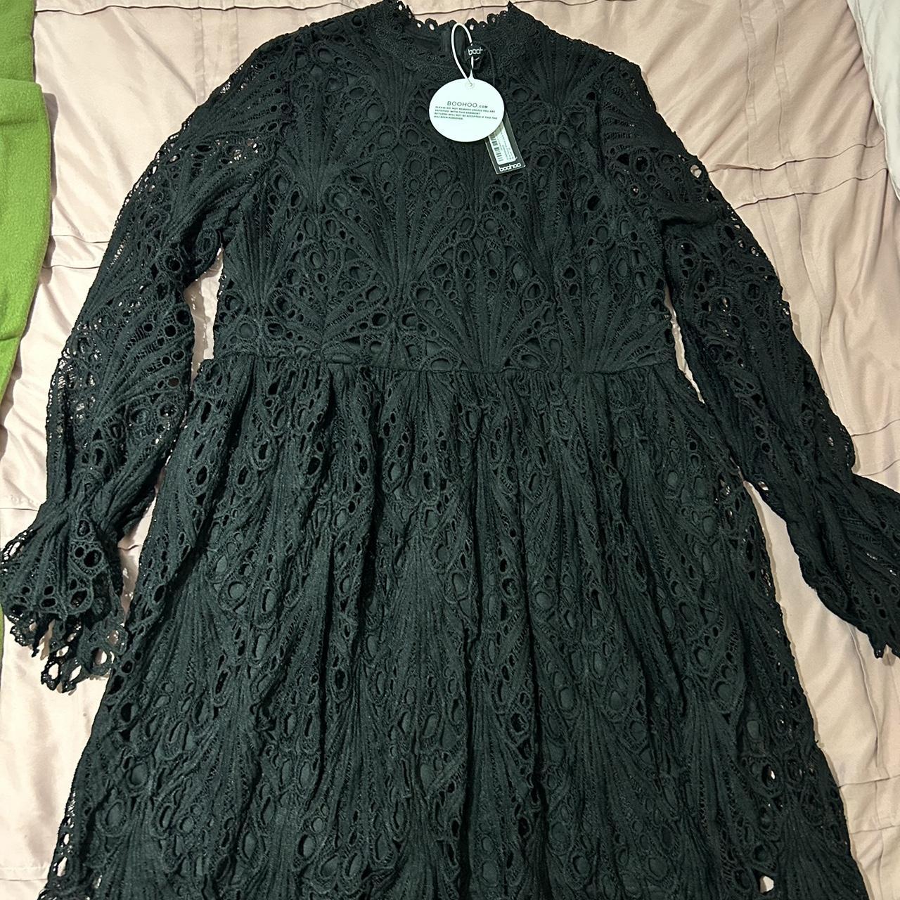 black Boohoo lacy evening dress new with tags... - Depop