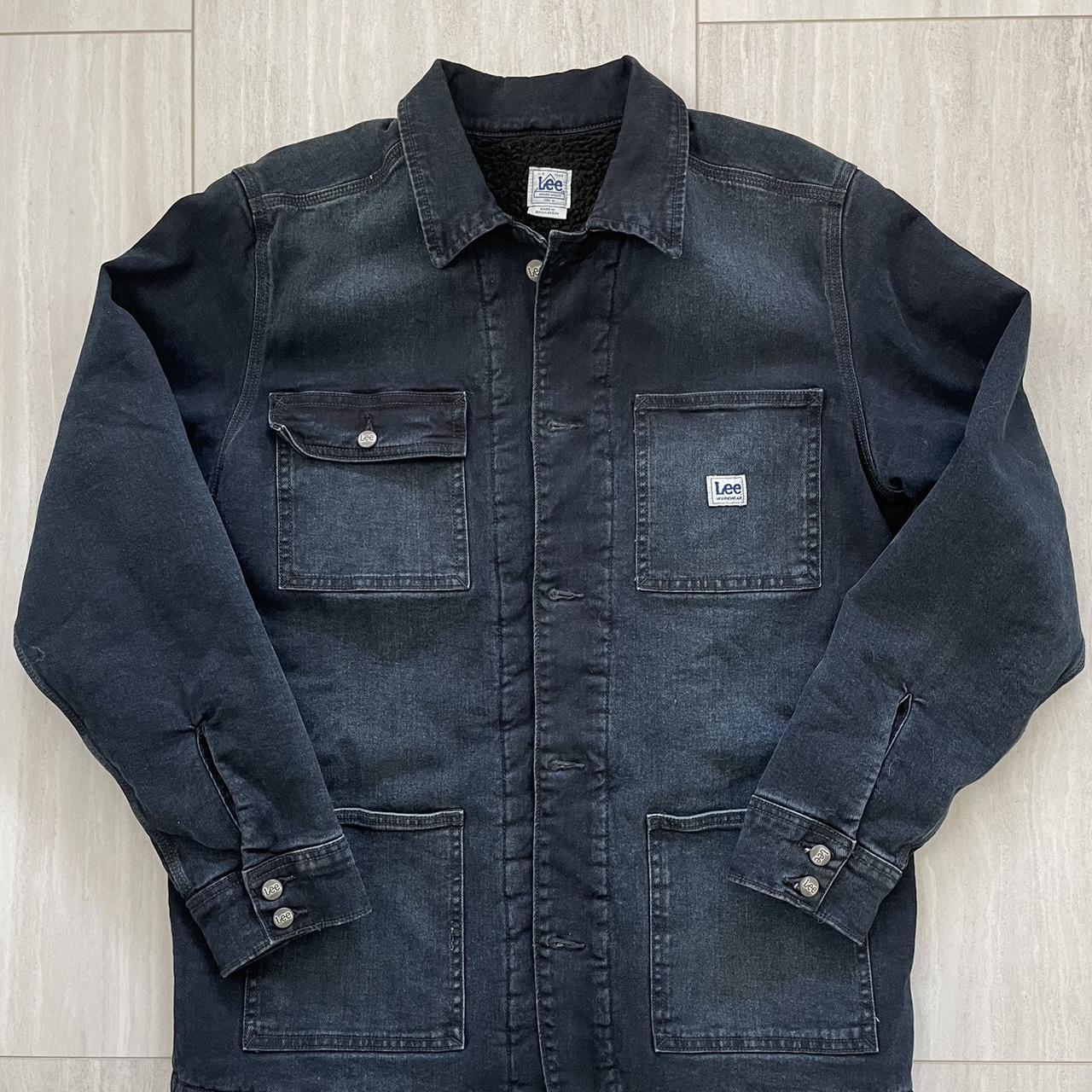 Medium Men Lee Workwear Chore Denim Jacket Sherpa... - Depop