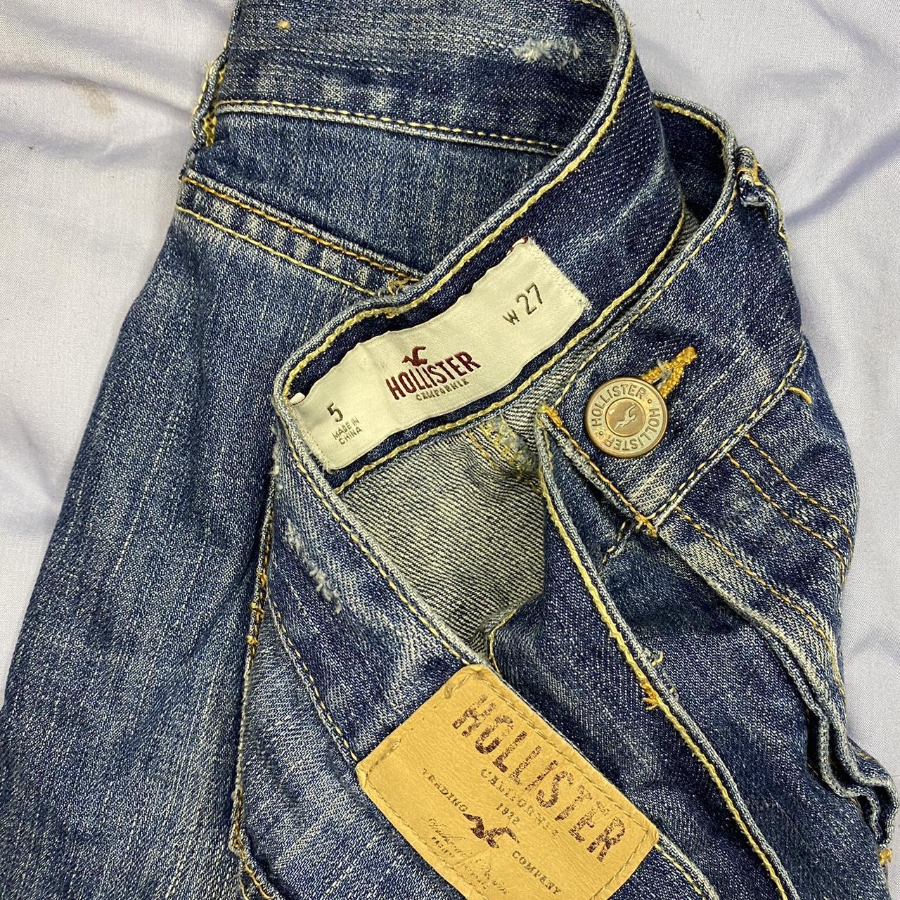 Hollister micro mini low waisted denim skirt Ripped... - Depop