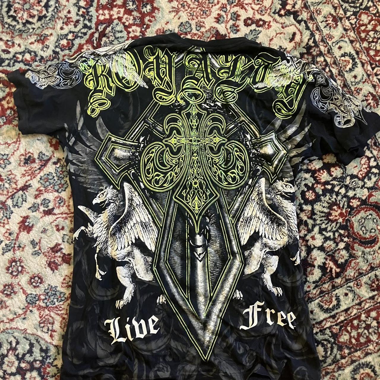 Bedazzled with jewels xzavier shirt green #emo... - Depop