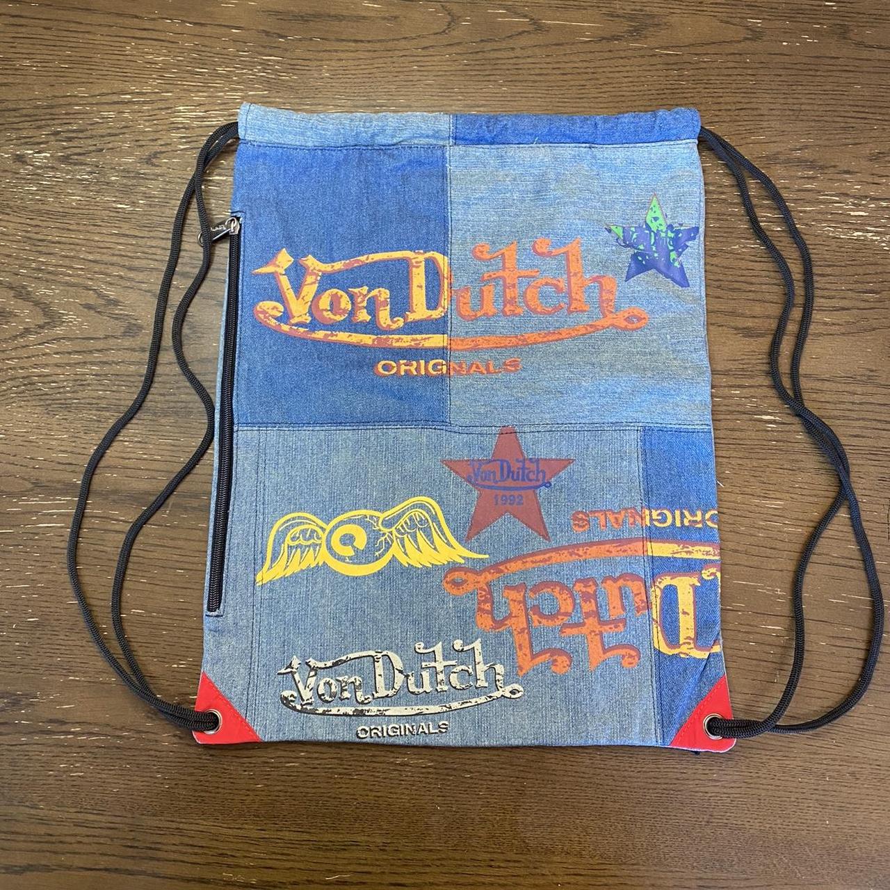 Von Dutch drawstring denim bag Excellent condition... - Depop