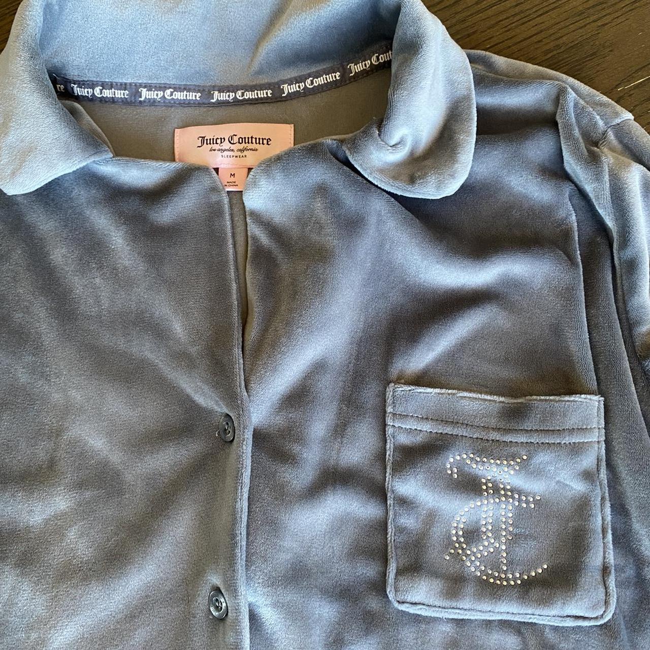 Juicy Couture grey velour button up Juicy... - Depop