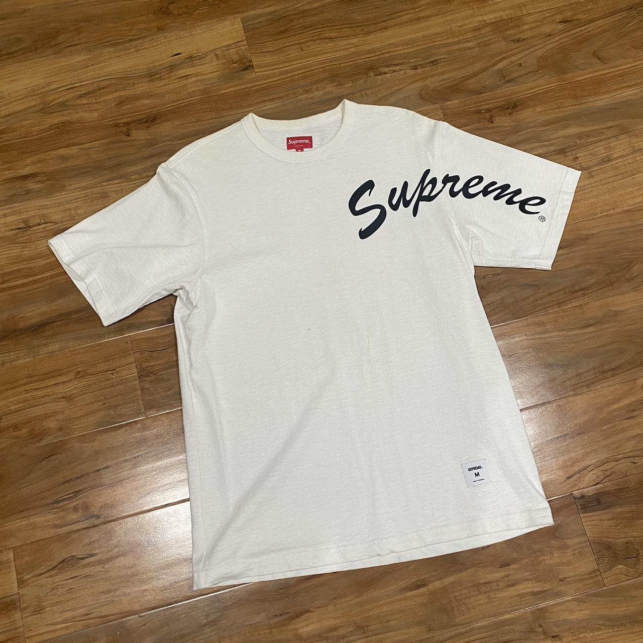 white supreme sleeve logo t shirt 🔴 ️ #supreme... - Depop