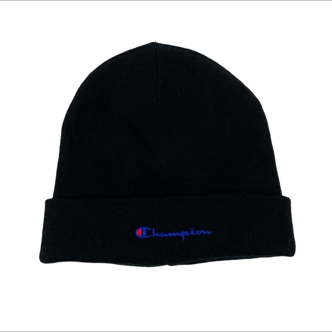 Black Champion Logo Beanie 📦 Free UK Shipping on... - Depop