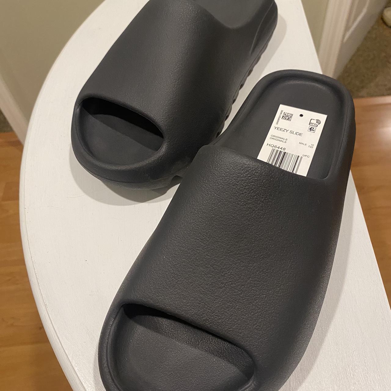 mens onyx yezzy slides size 13 is being sold with no... - Depop