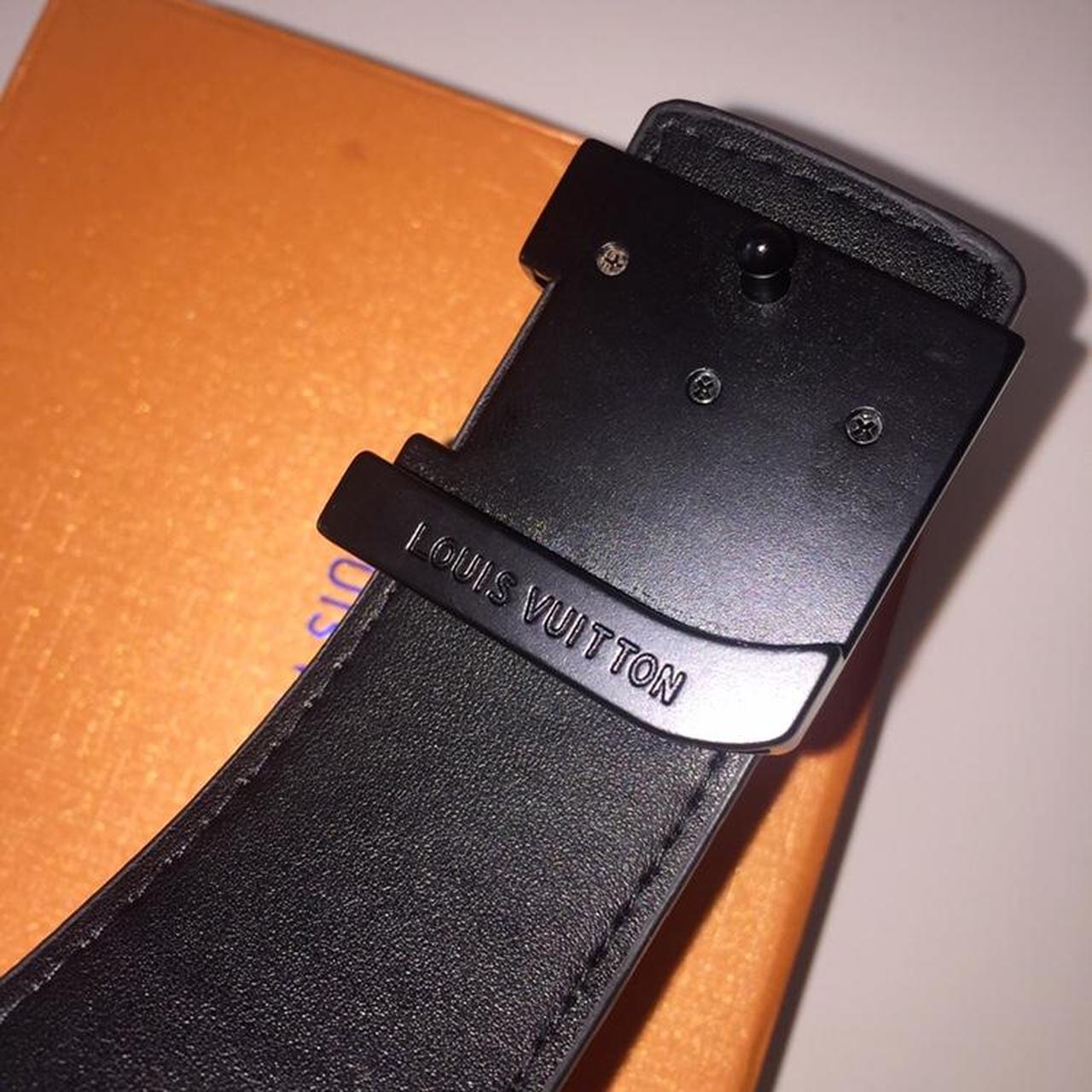 Louis Vuitton Men's Black and Silver Belt | Depop
