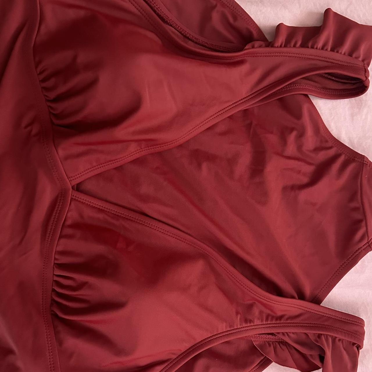 Maroon One Piece Bathing Suit Worn Once! Deep V... - Depop