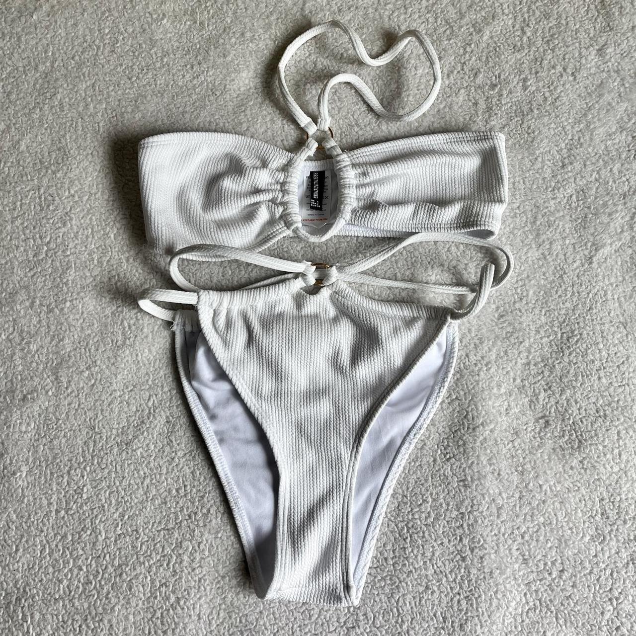 PrettyLittleThing Women's White Bikinis-and-tankini-sets | Depop