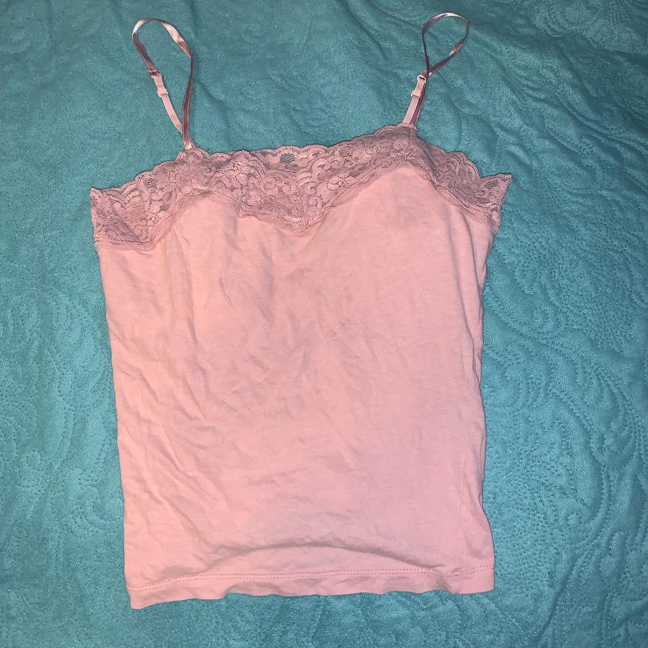 Vintage Pink Lace Tank Top With Bra Lining Size Depop