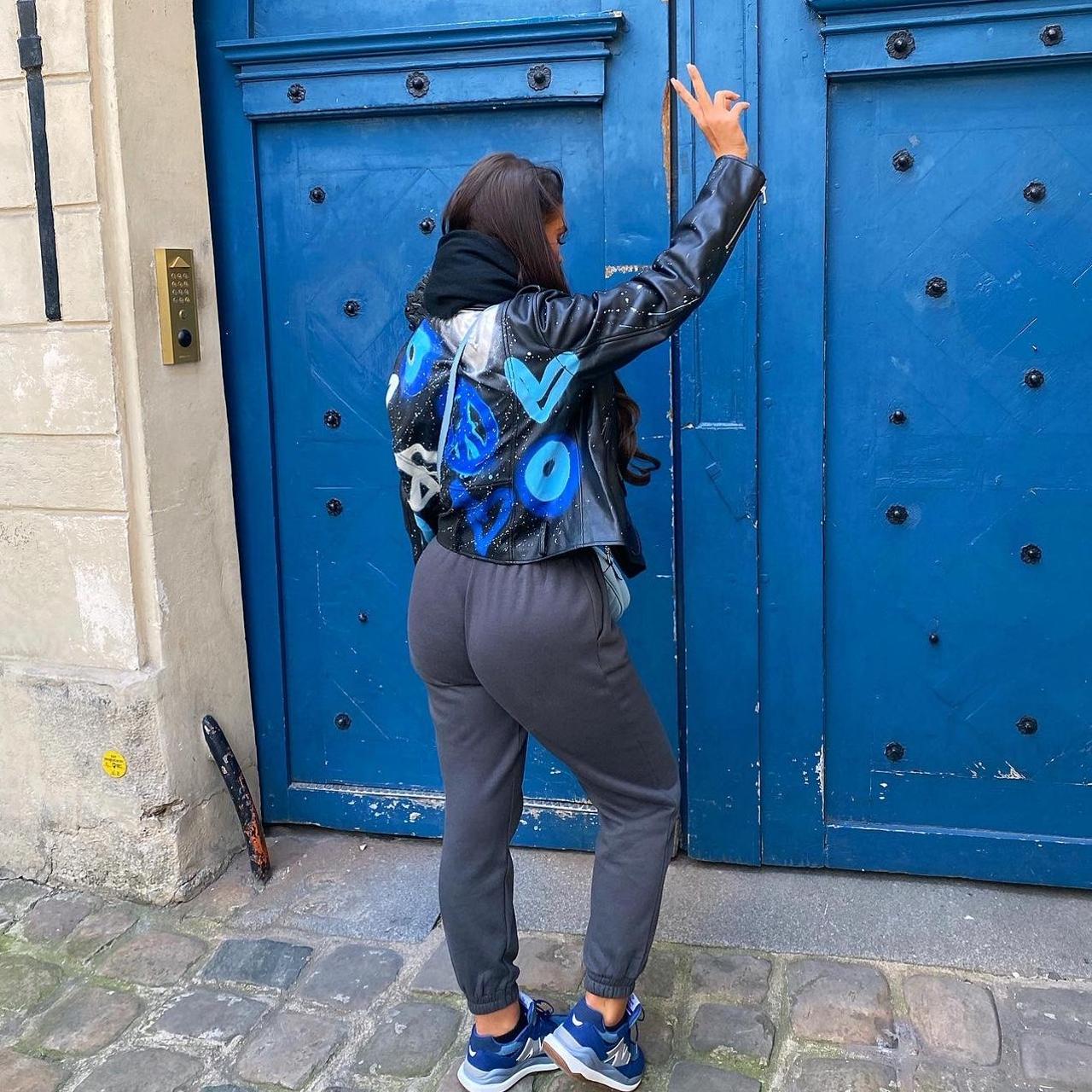 Personalised Zara Spray Painted Leather Jacket Worn... - Depop