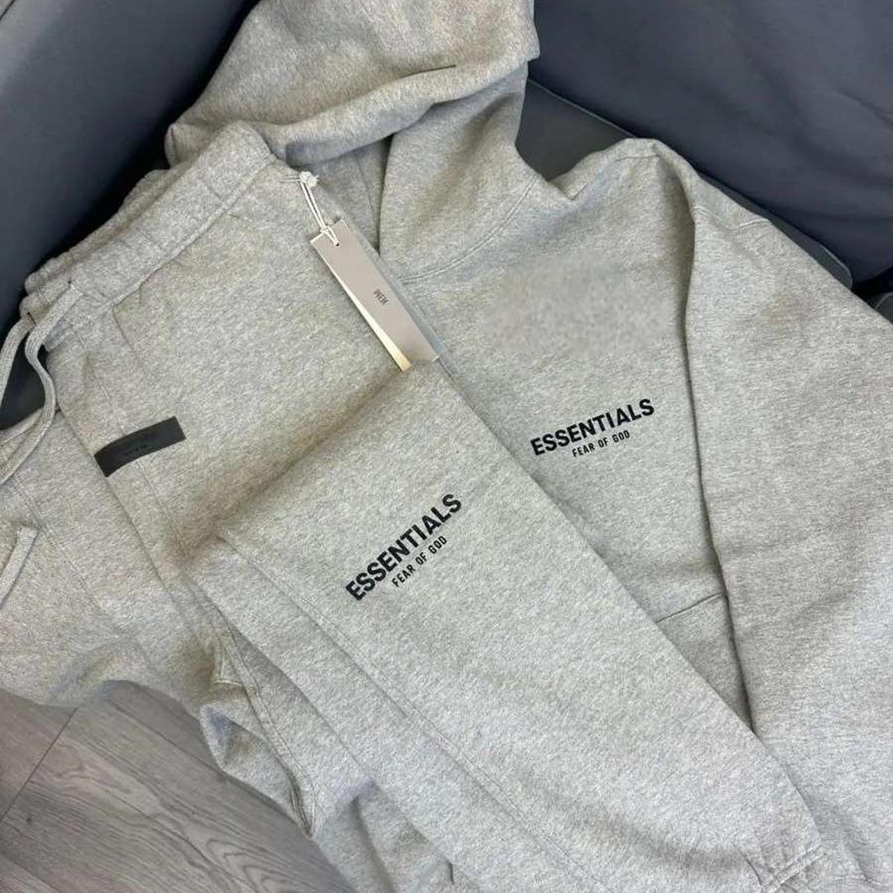 GREY ESSENTIAL HOODIE SHIPPED 1-2DAYS GOOD... - Depop