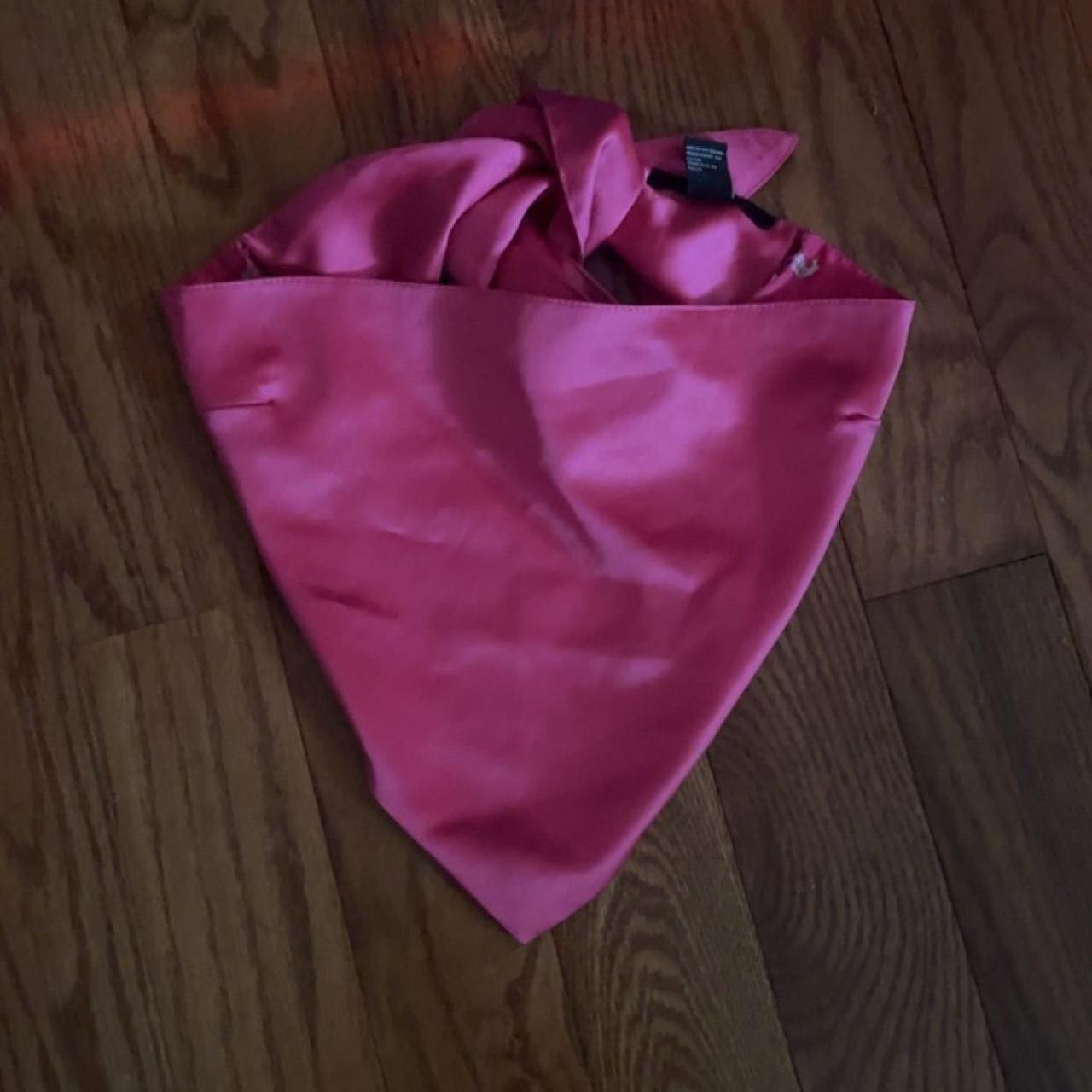 Forever 21 size small silk bando top. Hot pink - Depop