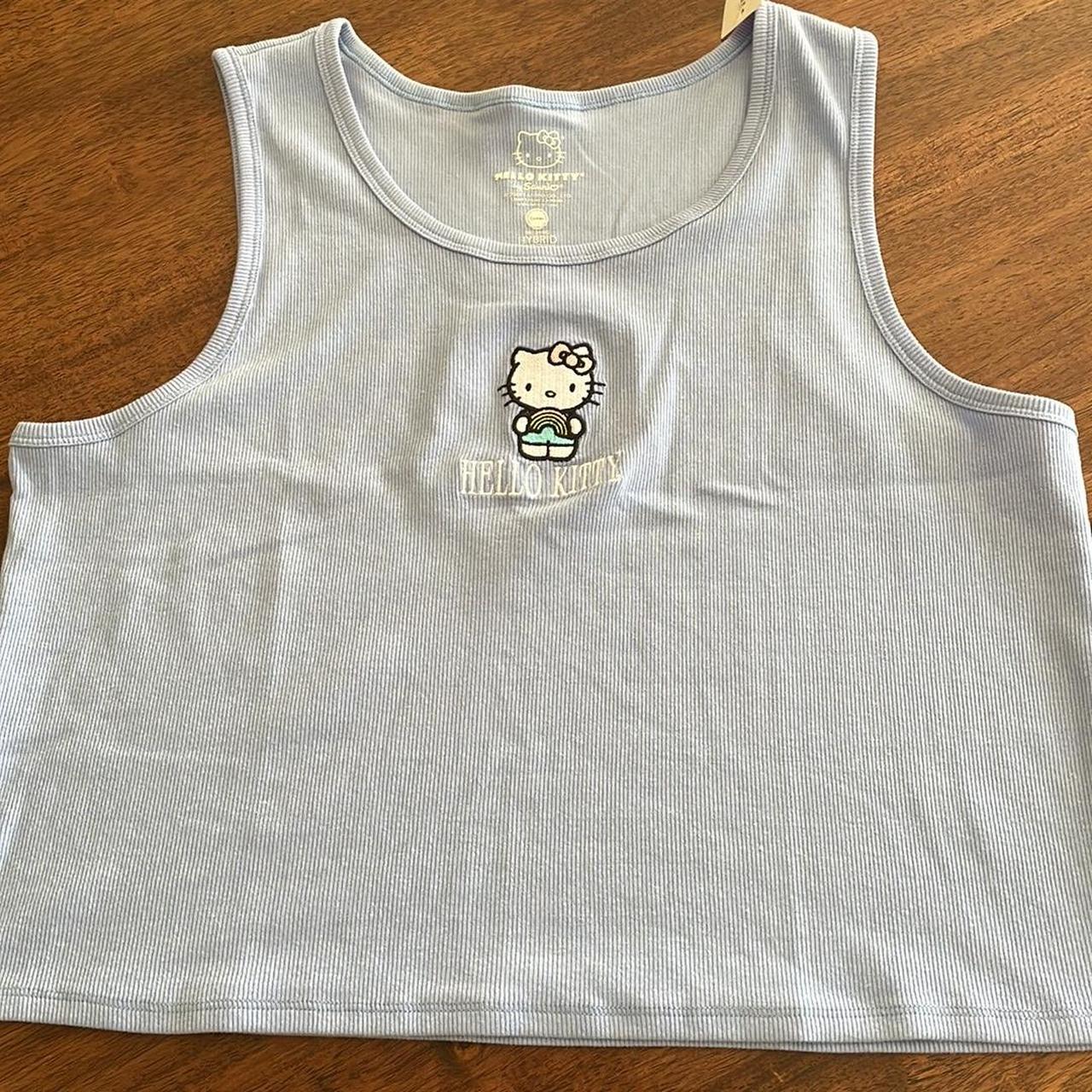 Hello Kitty cropped tank top New 2X Light blue 21... | Depop