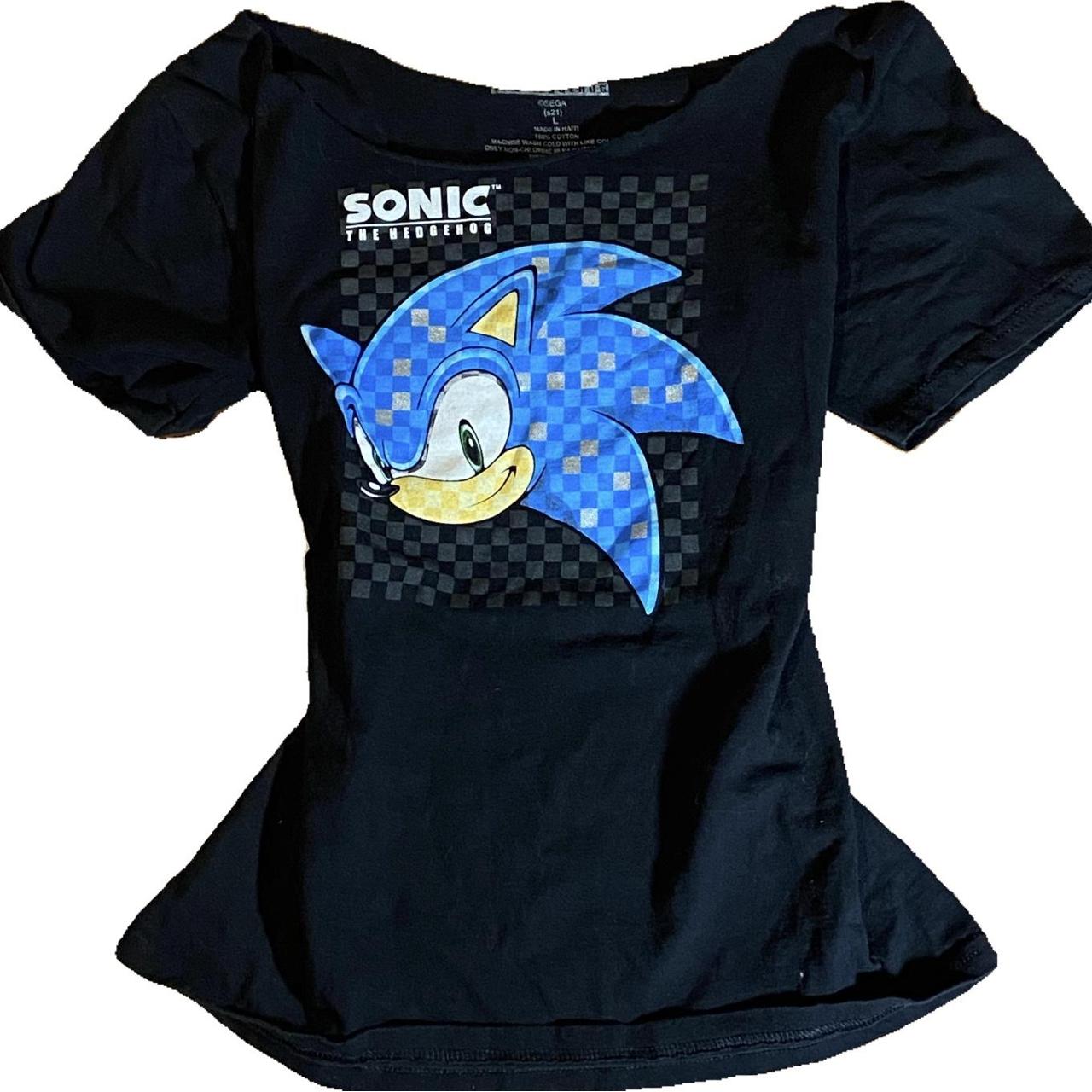 sonic the hedgehog off shoulder tee 🌭 neckline is... - Depop