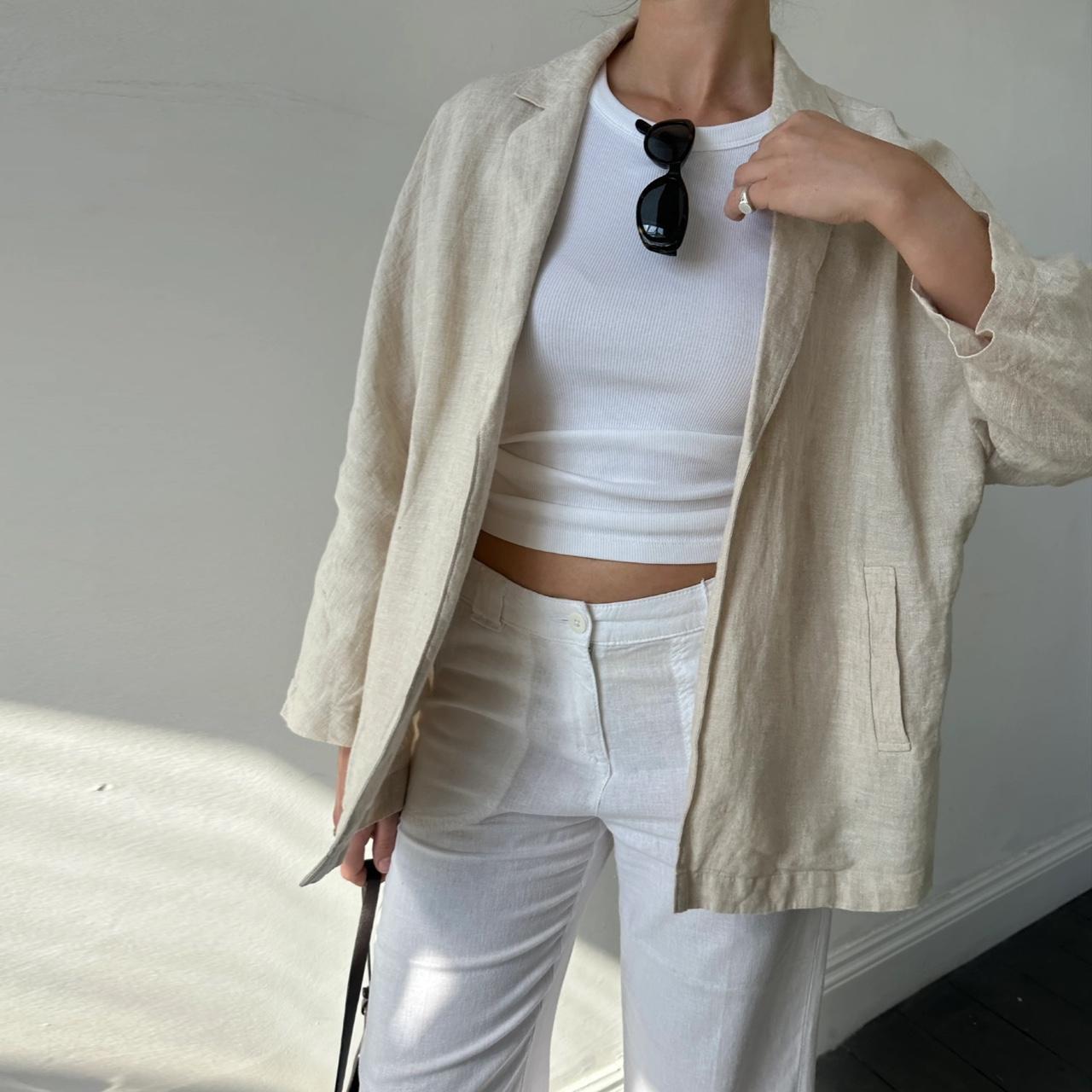 Jaeger linen jacket Fits like womens:... - Depop
