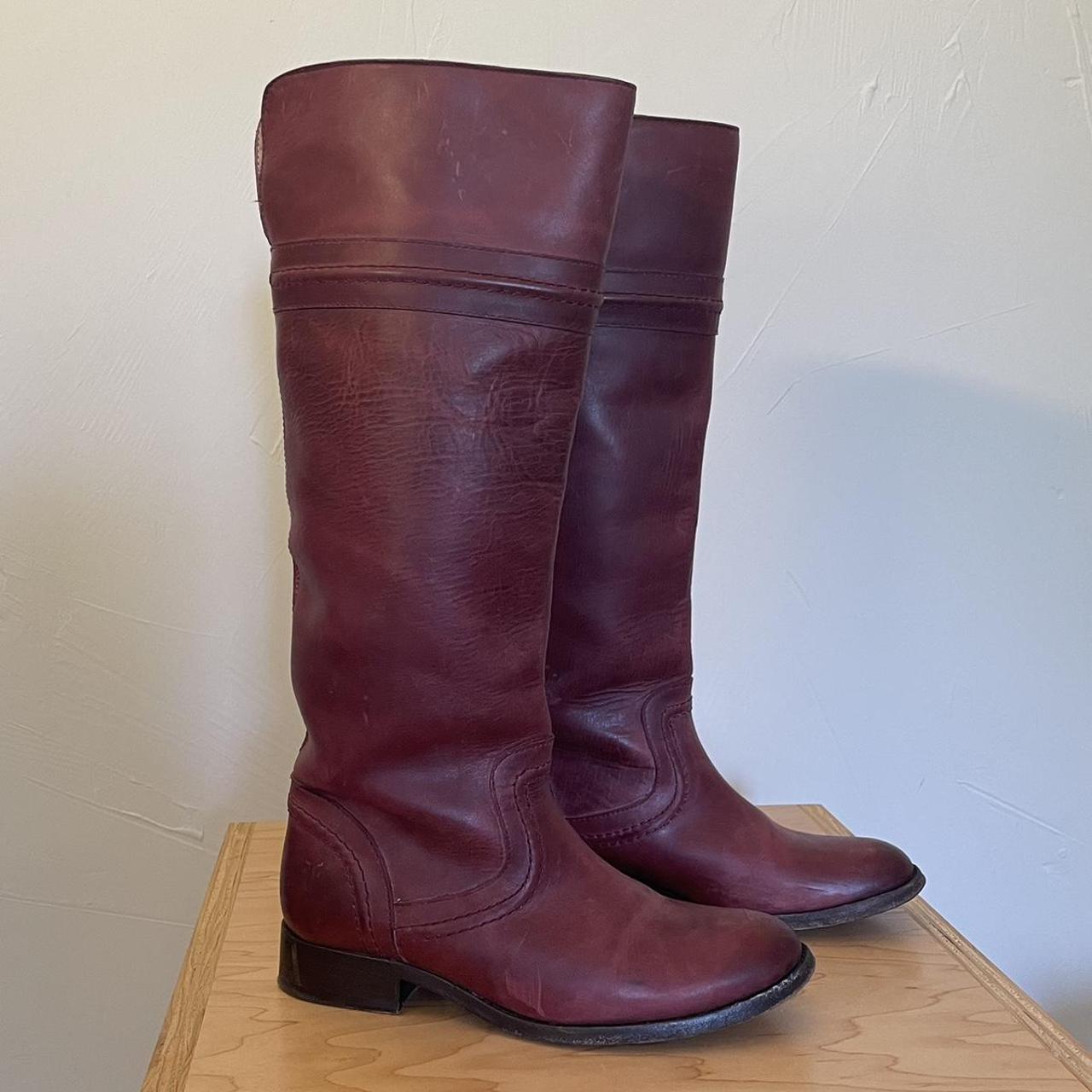 Frye Women's Burgundy Boots | Depop
