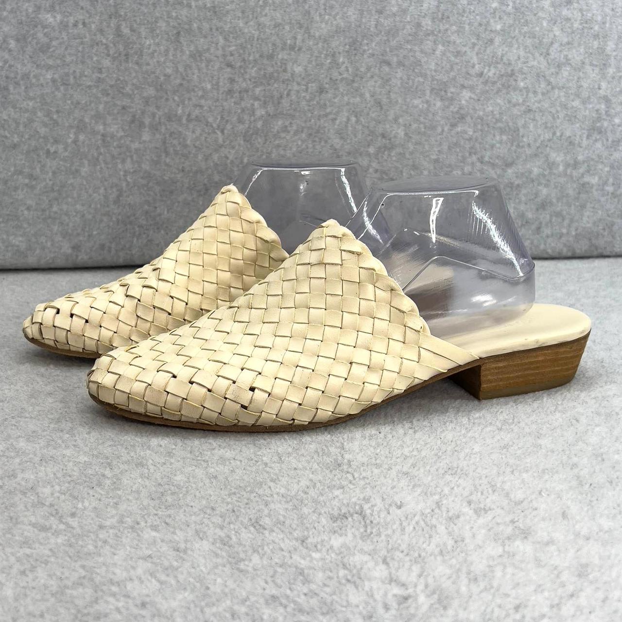 Vince Woven Leather Slip-On Mules - Cream -... - Depop