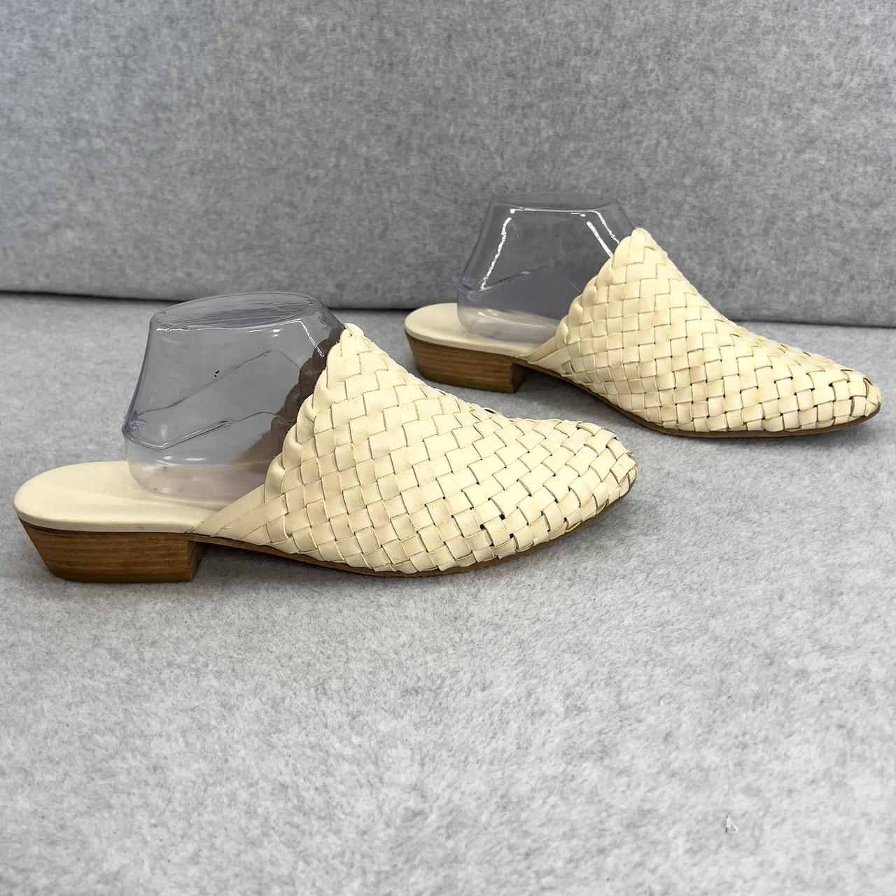 Vince Woven Leather Slip-On Mules - Cream -... - Depop