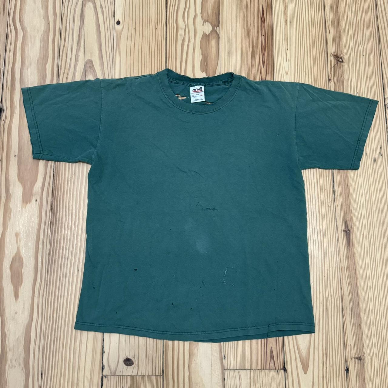 vintage faded distressed forest green shirt 7/10... - Depop
