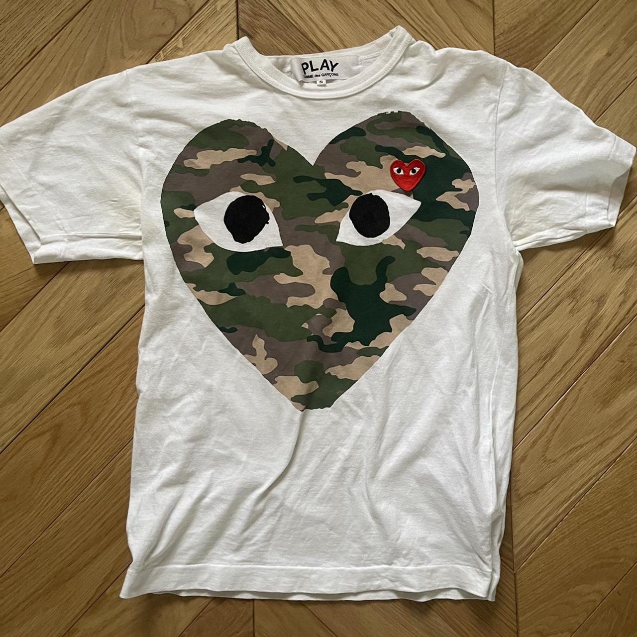 CDG Camo Heart T-Shirt (COMME des GARÇONS) -... - Depop