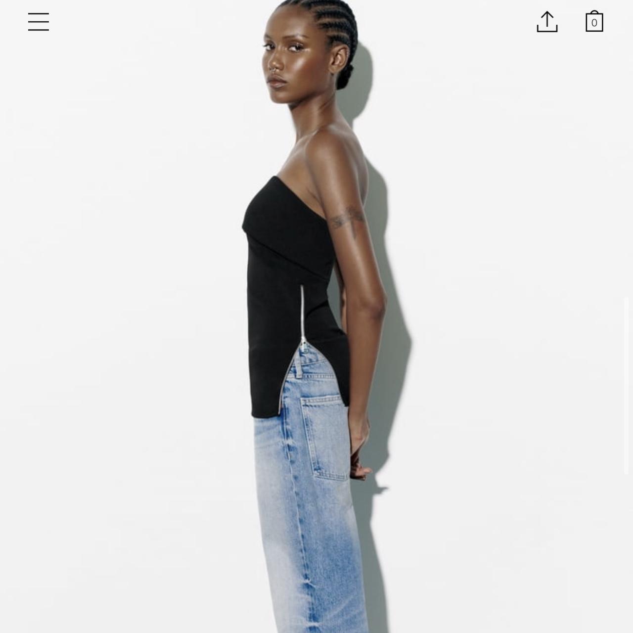 Zara Black Foldover Zipper Top with Zippers On Side... - Depop