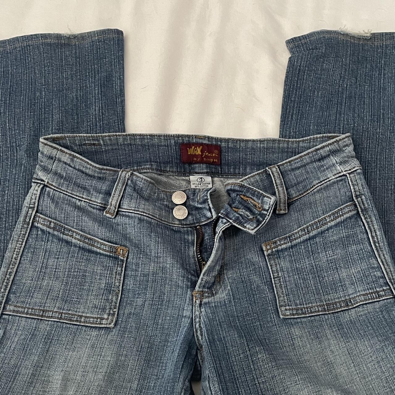 flared double button low rise jeans in good... - Depop