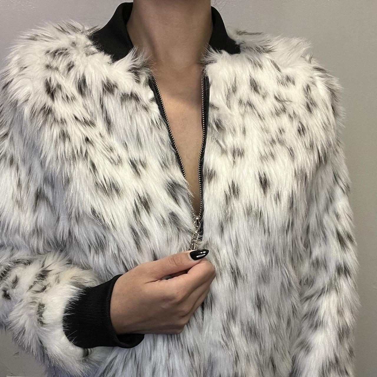 Animal printed faux fur jacket. Worn only... - Depop