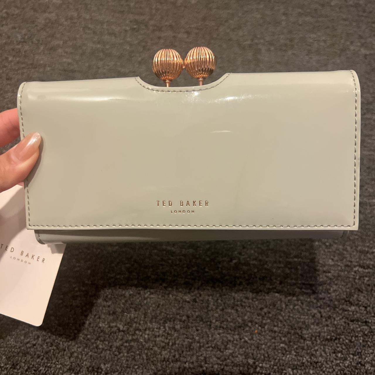 Ted Baker Bobble Patent Leather wallet in Gray.... - Depop