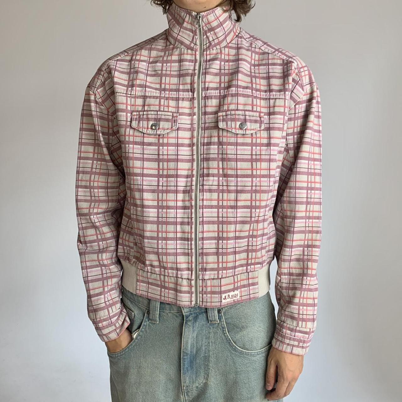 JADED MAN PINK TARTAN ZIP UP JACKET - SAMPLE 10/10... - Depop