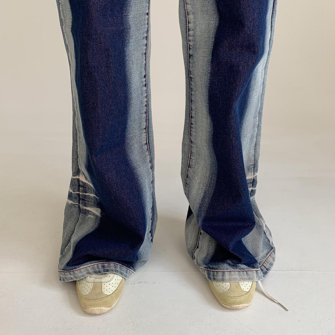 JADED MAN ACID WASH DENIM FLARE JEANS WITJ CONTRAST... - Depop