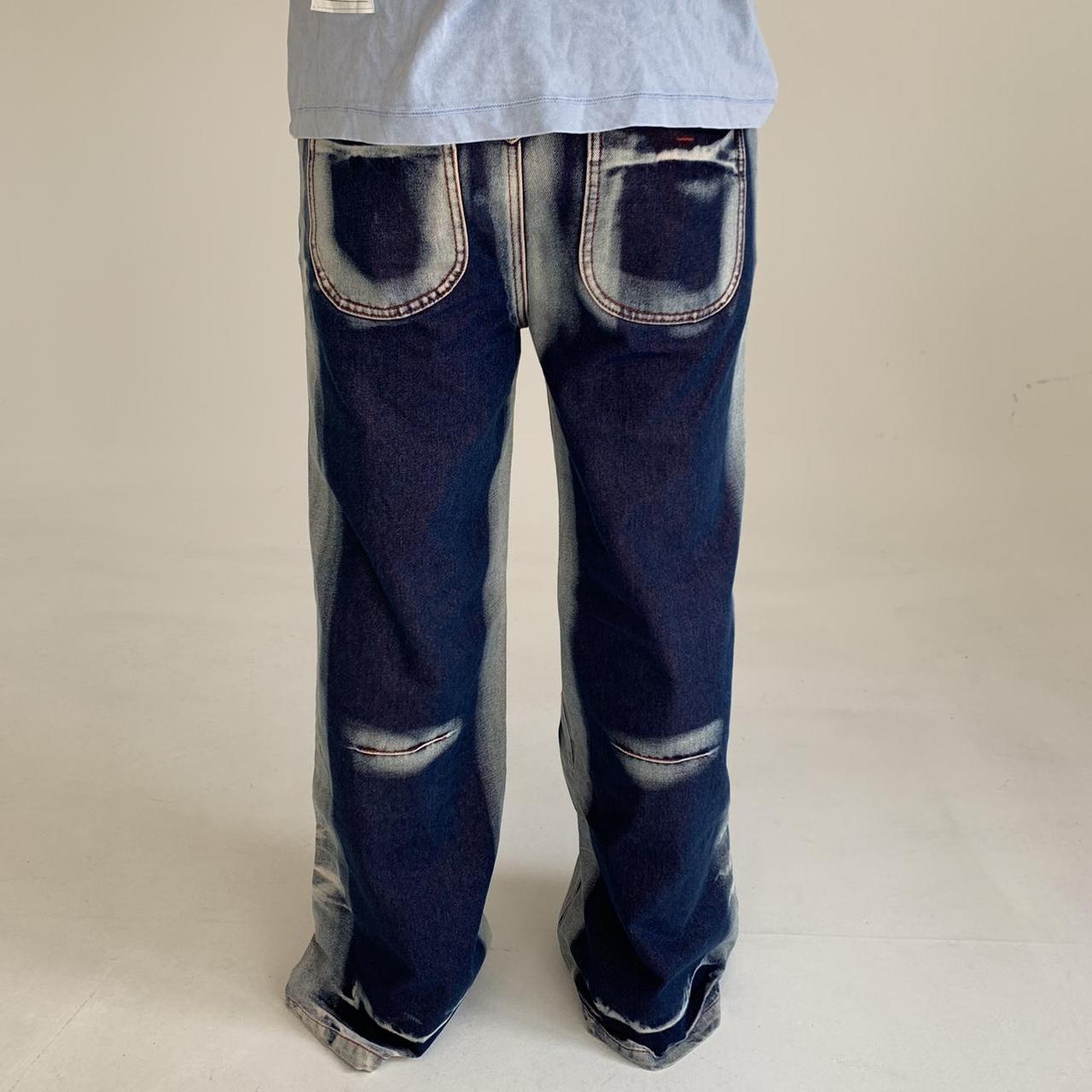 JADED MAN ACID WASH DENIM FLARE JEANS WITJ CONTRAST... - Depop