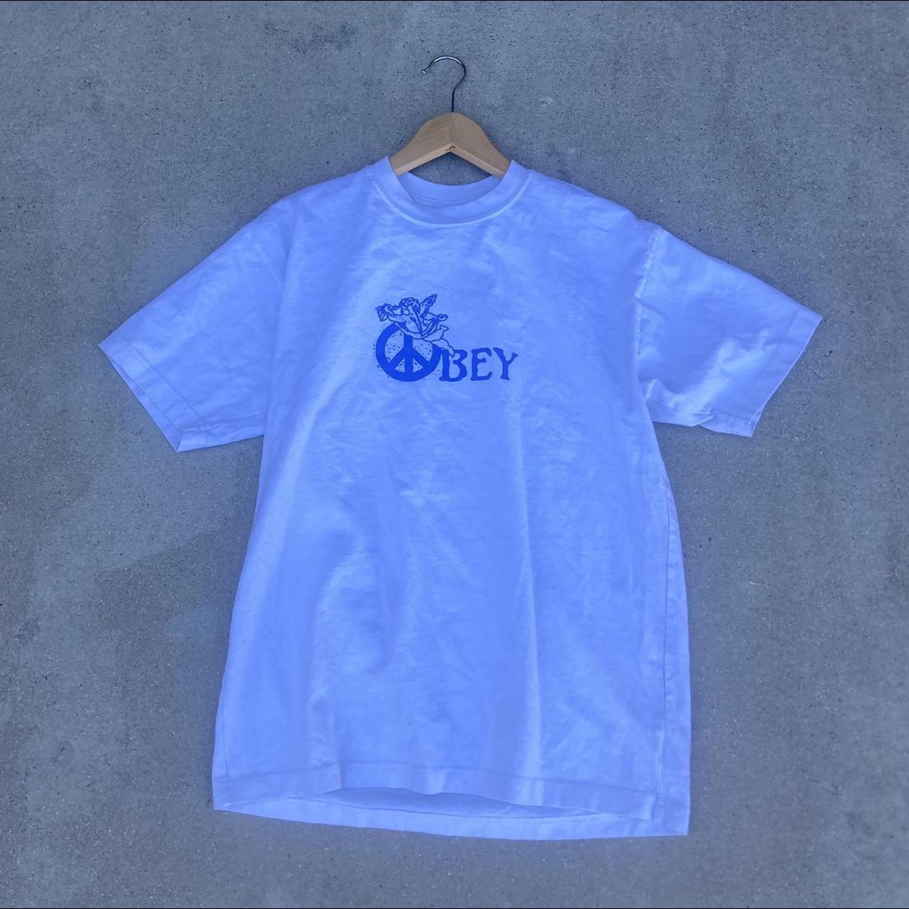 Rare Sample Obey Peace Angel T Shirt SIZE: M PIT... - Depop