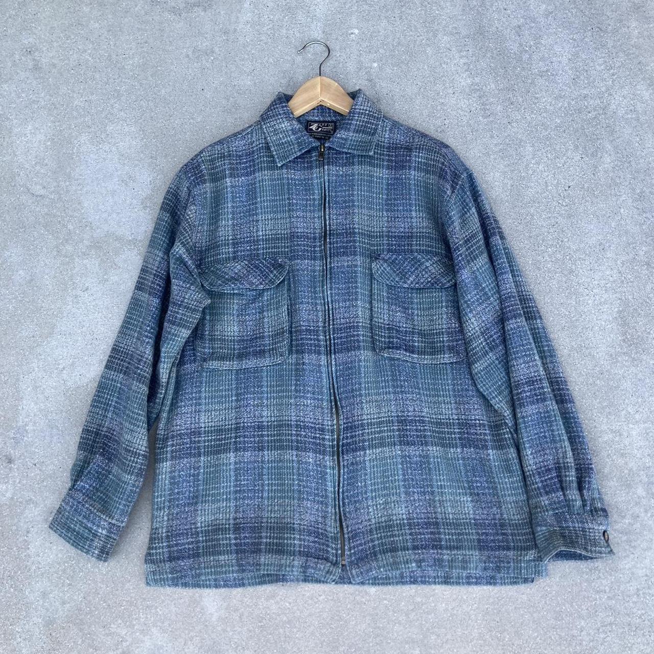 90s Vintage Zero Gravity Plaid Zip-Up Flannel... - Depop