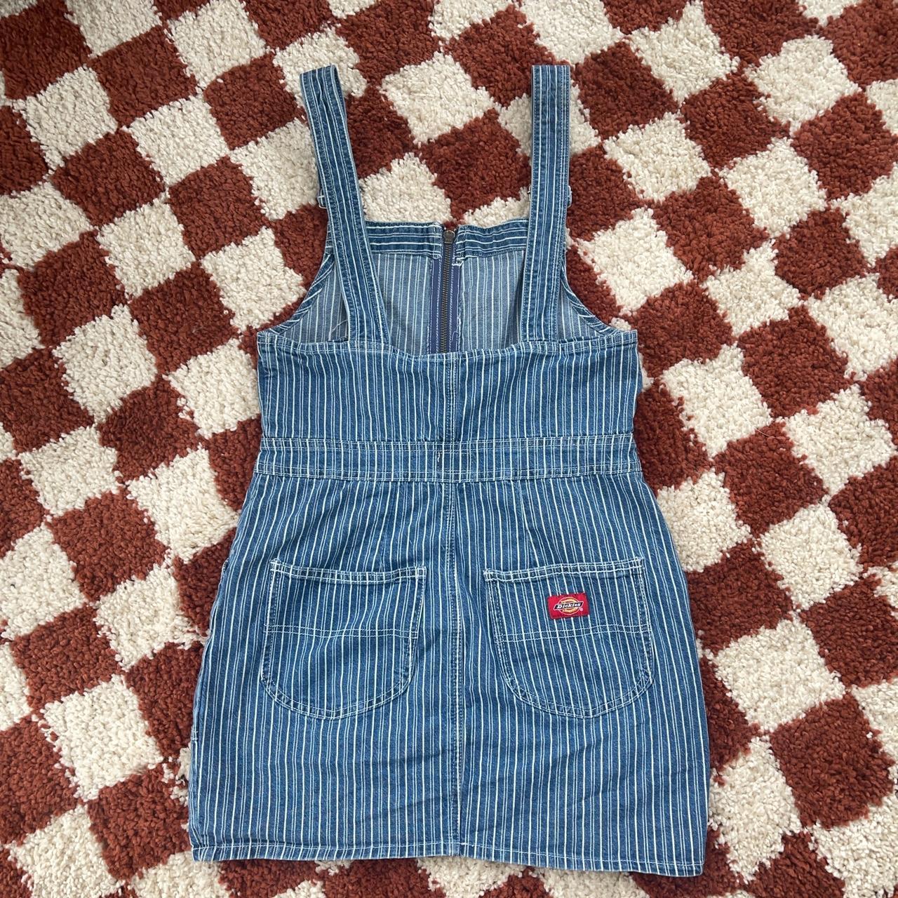 ⛓️Dickies⛓️ Blue and white pin striped denim zip up... - Depop