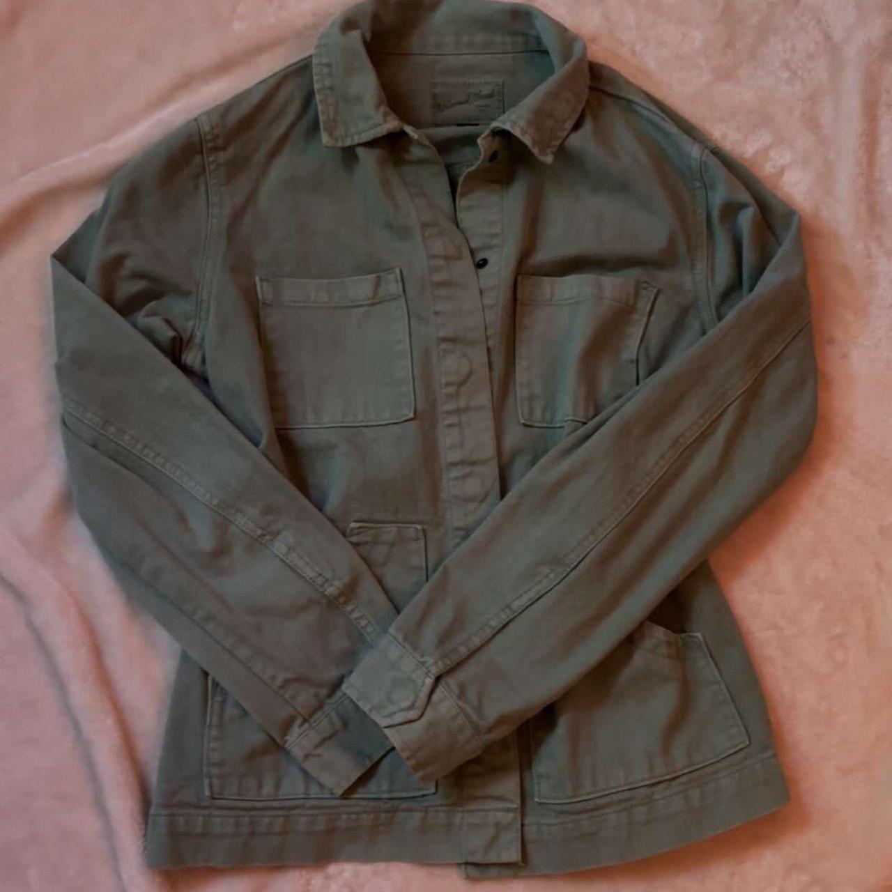 green thick cargo jacket universal thread jacket... - Depop