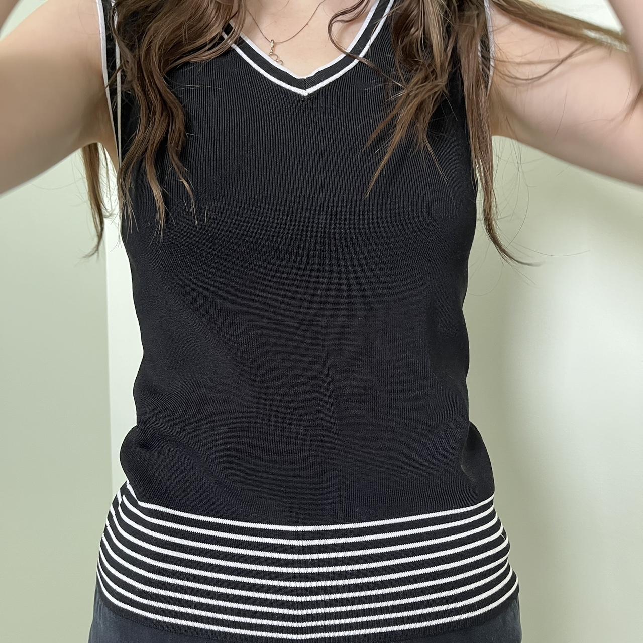 Black with white striped detail, MSK tank... - Depop