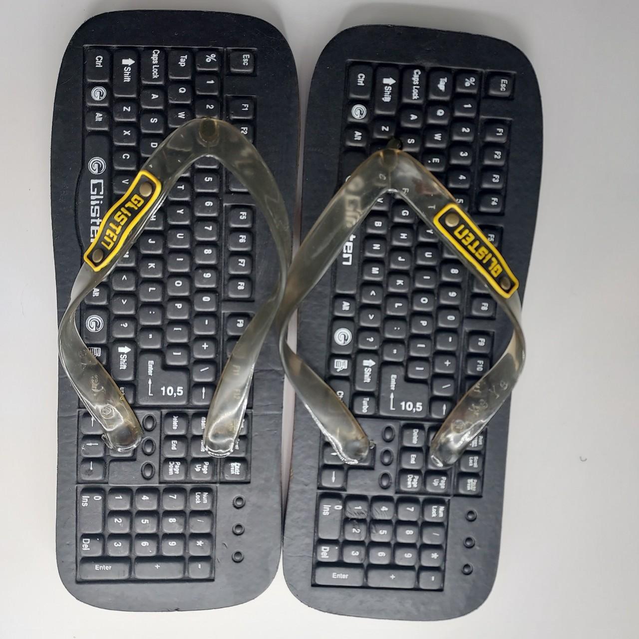 Glisten keyboard flip flops UK: 10.5 but would... - Depop
