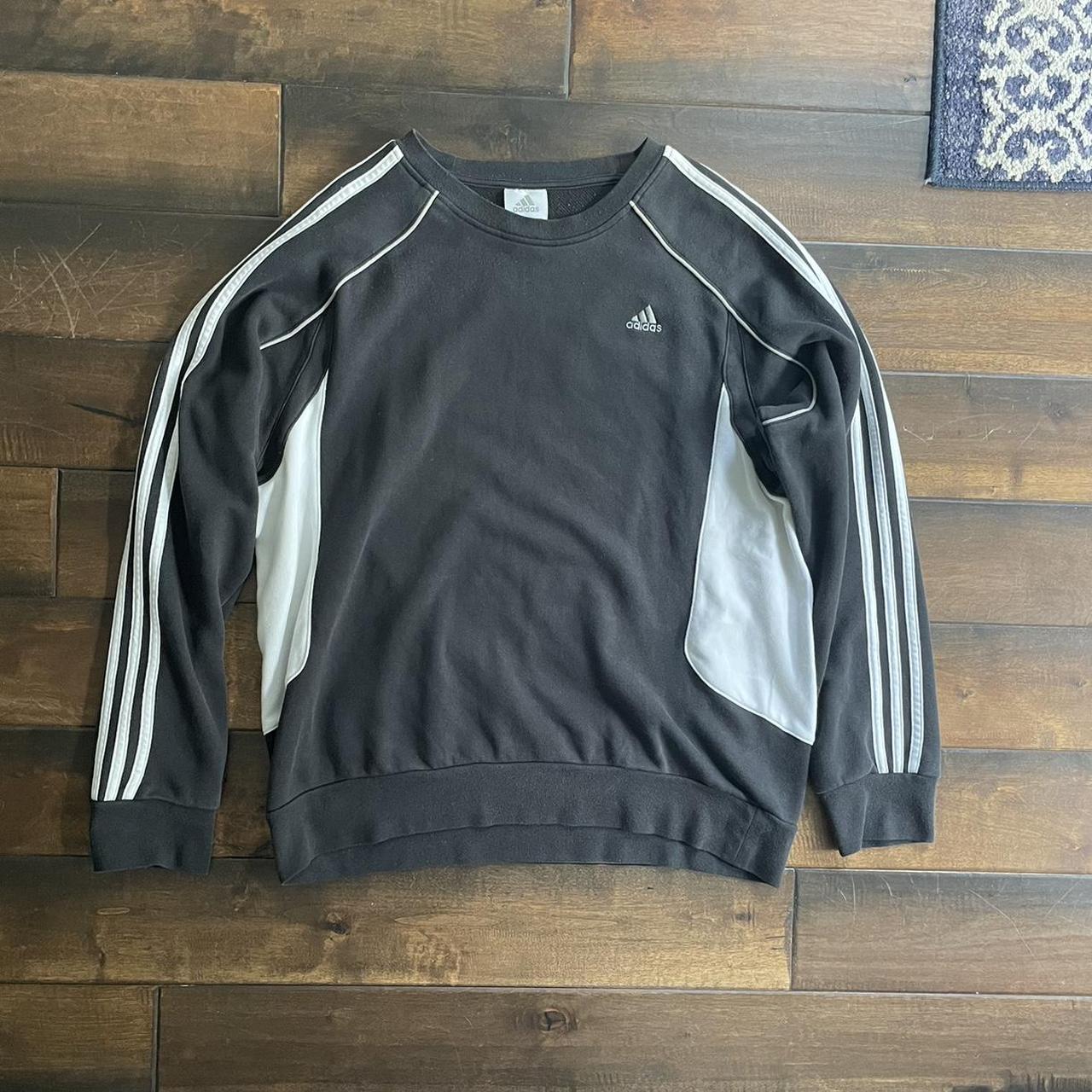 Vintage Adidas Crewneck Sweatshirt Black and... - Depop