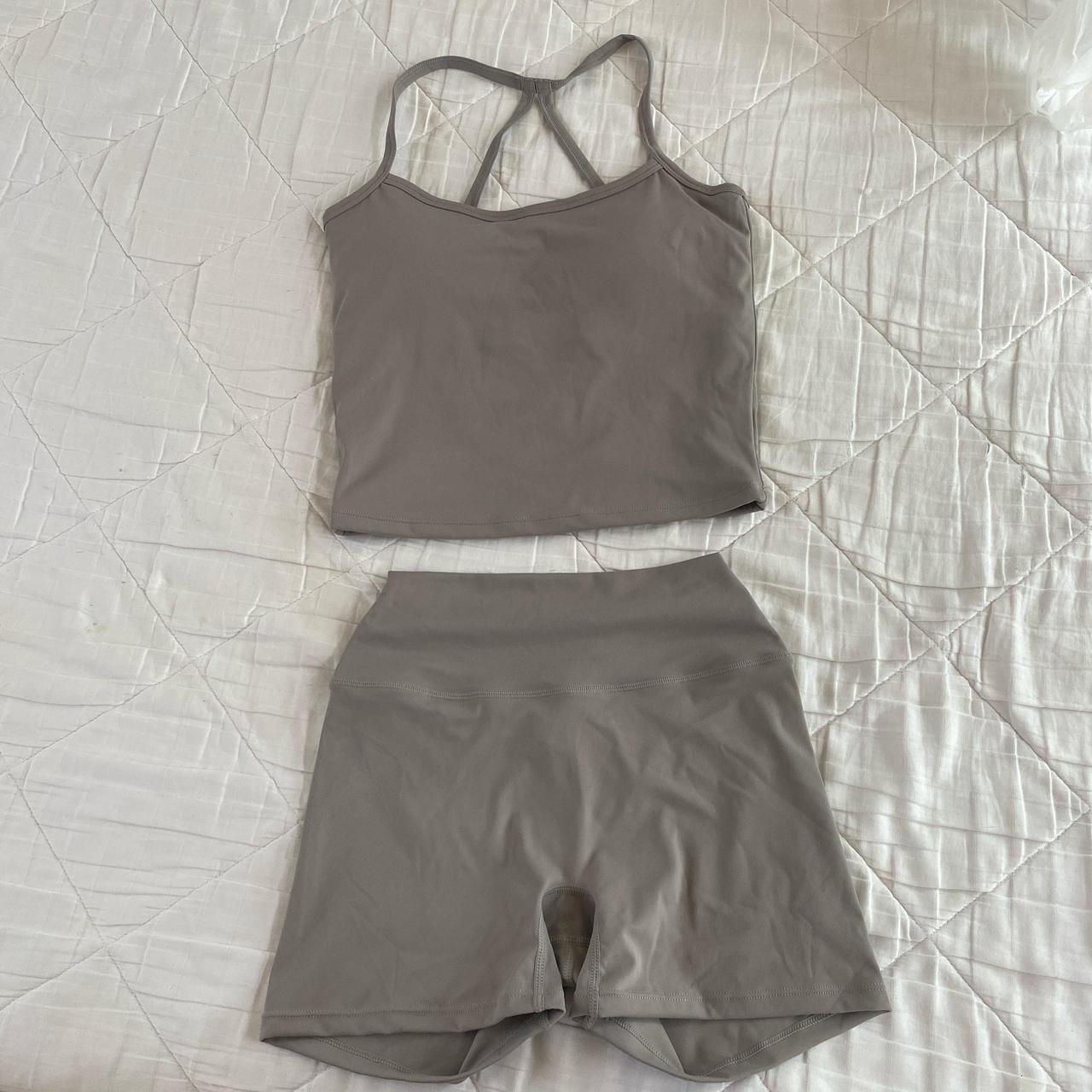 Stone grey workout set, fits size 4-6 best - Depop