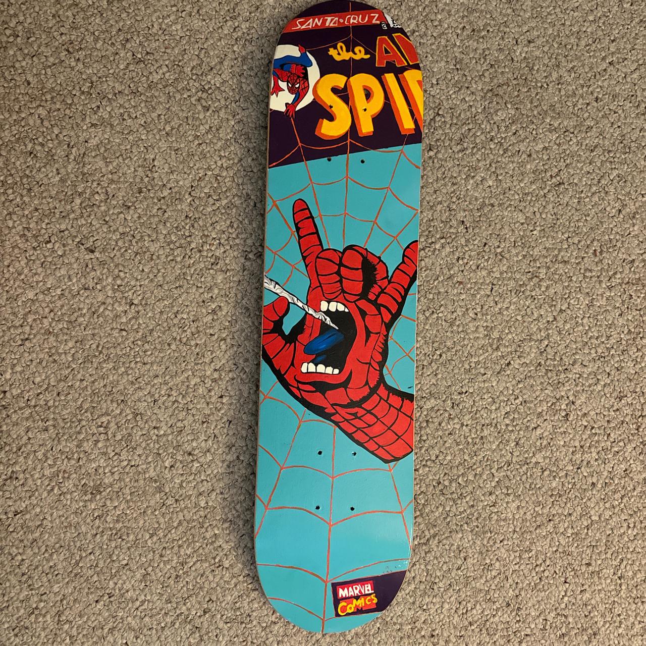 Santa Cruz x Marvel Spiderman inspired hand painted... - Depop