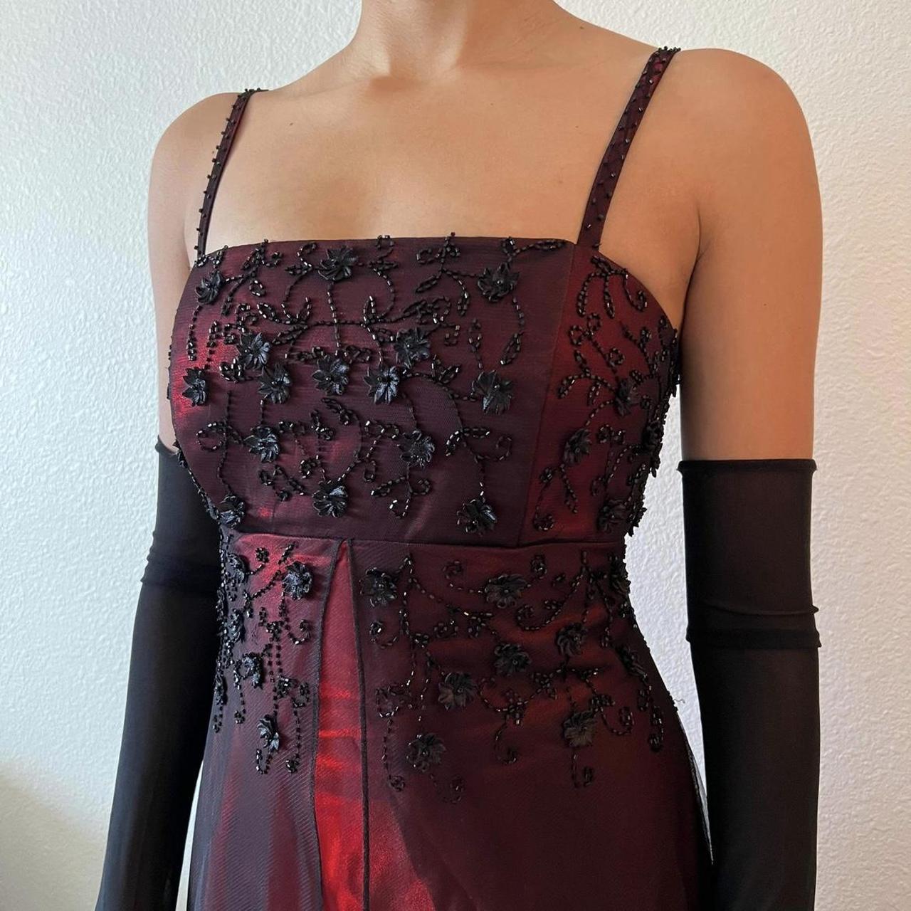 Vtg 90s 00s goth fairy-core princess floral beaded... - Depop