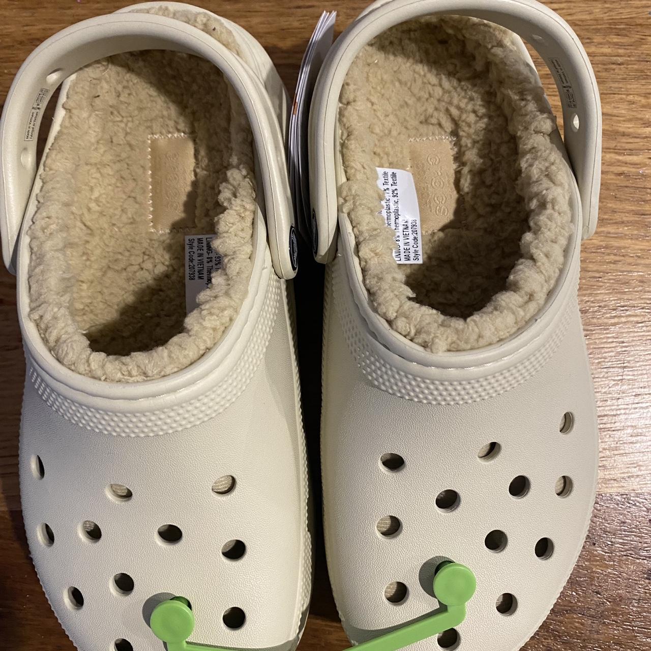 Cream Crocs Platform Clog with Sherpa... | Depop