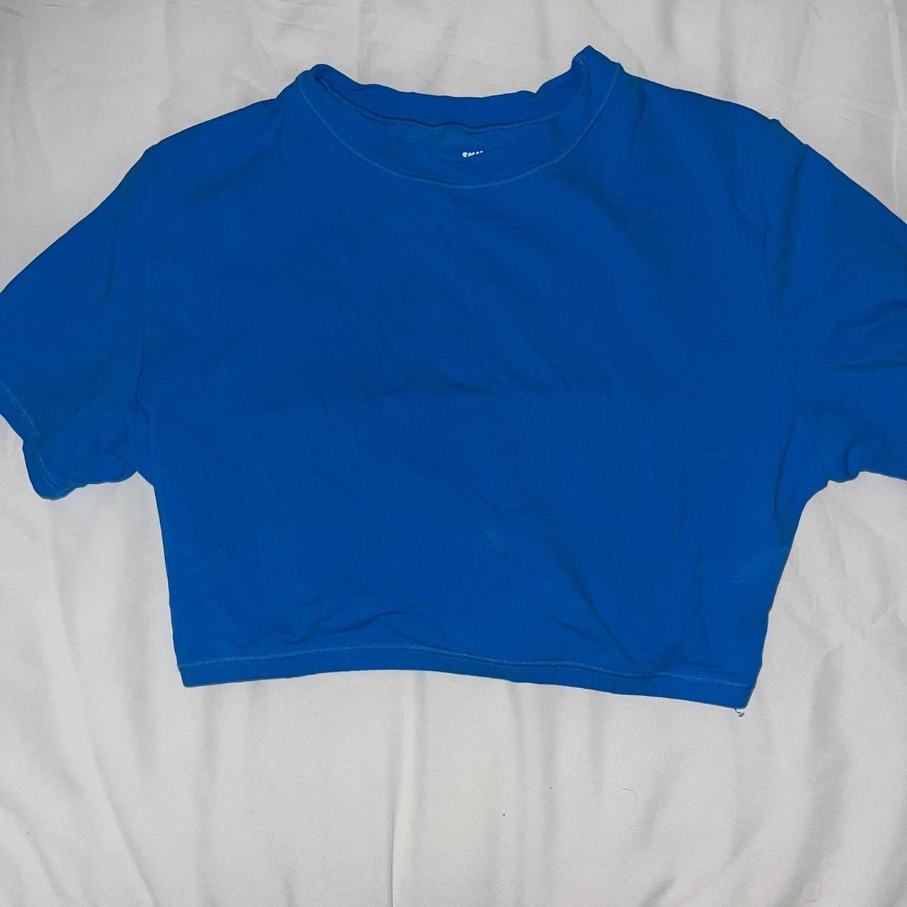 Skims blue cropped tee, size small, never worn - Depop