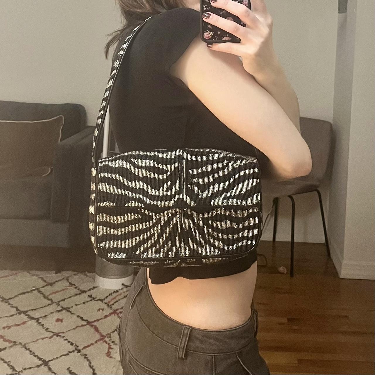 Staud beaded zebra print Tommy Bag Excellent... - Depop